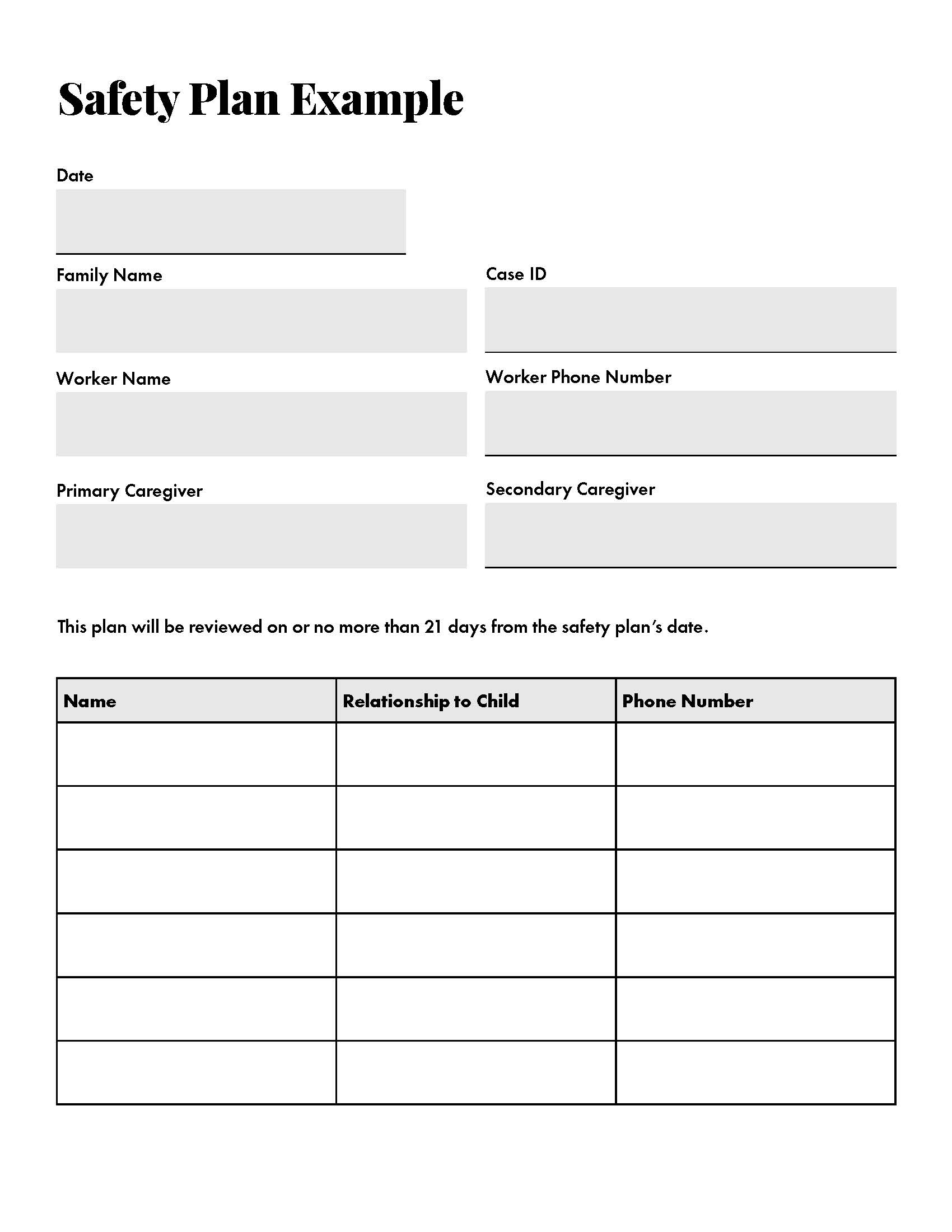 Practicing the Sacred Circle Safety Plan - General Safety Plan Example ...